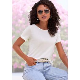 Lascana Damen Lascana T-Shirt &raquo;mit Rundhals-Ausschnitt&laquo; 2er-Pack, aus elastischer Baumwoll-Modal-Qualit&auml;t beige 48/50