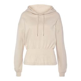Lascana Damen Lascana Hoodie, mit elastischer Raffung in der Taille, Loungewear beige 44/46