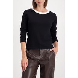 monari Damen Langarmshirt &raquo;Shirt Basic Rippe 2in1&laquo; Regular fit mit Rundhalsausschnitt schwarz 44