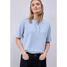 Street One Damen Street One Sweatshirt, Halbarm Silk-Look Shirt mit Kordelzug 44