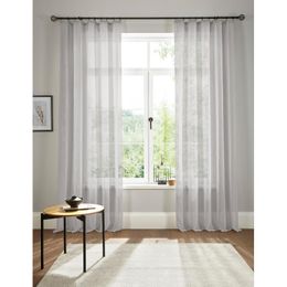 OTTO home Gardine &raquo;Fiete&laquo; Kr&auml;uselband 1 Stk. tlg. Leinen Optik, Sichtschutz, halbtransparent, einfarbig, Leinenoptik grau Polyester