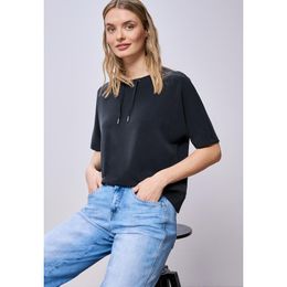 Street One Damen Street One Sweatshirt, Halbarm Silk-Look Shirt mit Kordelzug 42