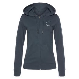 H.I.S. H.I.S Damen Kapuzensweatjacke mit seitlichem Piping und kleiner Markenstickerei, Loungewear blau 36/38