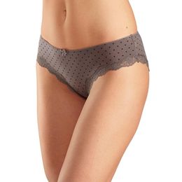 Lascana Damen Lascana Slip 3er-Pack, aus elastischer Baumwolle mit zarter Spitze grau 36/38