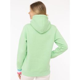 Zwillingsherz Damen Hoodie &raquo;"Rahel"&laquo;, mit "MOIN" und Anker Stickerei, kontrastfarbigen &Auml;rmelb&uuml;ndchen gr&uuml;n L