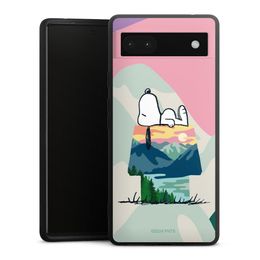 DeinDesign Google Pixel 6a Handy Premium Silikon H&uuml;lle Handyh&uuml;lle schwarz Case Official Licensed Product Peanuts Snoopy Silikon Premium Case