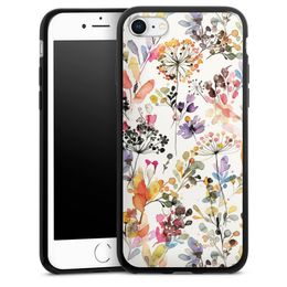 DeinDesign iPhone SE (2022) Handy Slim Case extra d&uuml;nn Silikon Handyh&uuml;lle schwarz H&uuml;lle Pastel Flower Muster Silikon Slim Case