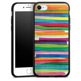 DeinDesign iPhone SE (2022) Handy Slim Case extra d&uuml;nn Silikon Handyh&uuml;lle schwarz H&uuml;lle Water Colour Stripes Colourful Silikon Slim Case
