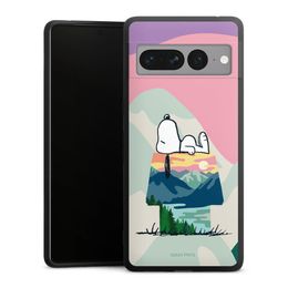 DeinDesign Google Pixel 7 Pro Handy Premium Silikon H&uuml;lle Handyh&uuml;lle schwarz Case Official Licensed Product Peanuts Snoopy Silikon Premium Case