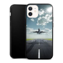 DeinDesign iPhone 12 mini Handy Slim Case extra d&uuml;nn Silikon Handyh&uuml;lle schwarz H&uuml;lle Wanderlust Airplane Urlaub Silikon Slim Case
