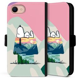 DeinDesign iPhone 16e Handy Klapph&uuml;lle Handyh&uuml;lle aus Kunst Leder schwarz Flip Case Official Licensed Product Peanuts Snoopy Sideflip mit Lasche
