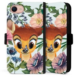 DeinDesign iPhone 16e Handy Klapph&uuml;lle Handyh&uuml;lle aus Kunst Leder schwarz Flip Case Disney Bambi Flowers Sideflip mit Lasche