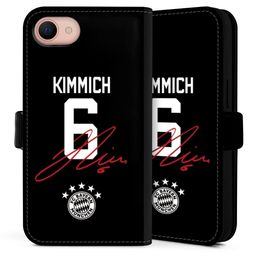 DeinDesign iPhone 16e Handy Klapph&uuml;lle Handyh&uuml;lle aus Kunst Leder schwarz Flip Case Fcb Fc Bayern M&uuml;nchen Kimmich Sideflip mit Lasche