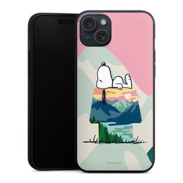DeinDesign iPhone 15 Plus Handy Premium Silikon H&uuml;lle Handyh&uuml;lle schwarz Case Official Licensed Product Peanuts Snoopy Silikon Premium Case