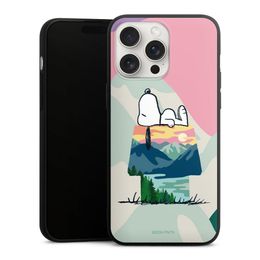DeinDesign iPhone 15 Pro Max Handy Premium Silikon H&uuml;lle Handyh&uuml;lle schwarz Case Official Licensed Product Peanuts Snoopy Silikon Premium Case