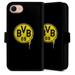 DeinDesign iPhone 16e Handy Klapph&uuml;lle Handyh&uuml;lle aus Kunst Leder schwarz Flip Case Borussia Dortmund Official Licensed Product Bvb Sideflip mit Lasche