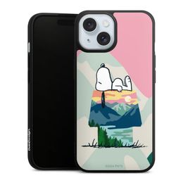 DeinDesign iPhone 15 Handy Premium Silikon H&uuml;lle Handyh&uuml;lle schwarz Case Official Licensed Product Peanuts Snoopy Silikon Premium Case