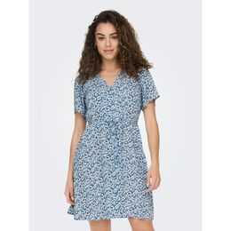 Only Damen Only Minikleid &raquo;ONLEVIDA S/S SHORT DRESS WVN NOOS&laquo; Viskose, regular fit, V-Ausschnitt blau S, N-Gr