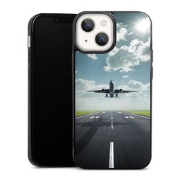 DeinDesign iPhone 13 Mini Handy Slim Case extra d&uuml;nn Silikon Handyh&uuml;lle schwarz H&uuml;lle Wanderlust Airplane Urlaub Silikon Slim Case