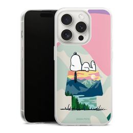 DeinDesign iPhone 15 Pro Handy Slim Case Silikon Handyh&uuml;lle transparent H&uuml;lle extra d&uuml;nn Official Licensed Product Peanuts Snoopy Silikon Slim Case