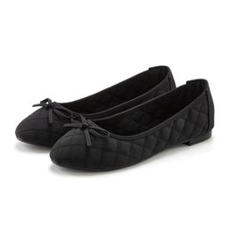 Lascana Damen Lascana Ballerina &raquo;Slipper, Schl&uuml;pfschuh&laquo; mit Schleifenapplikation VEGAN schwarz 40