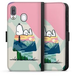 DeinDesign Galaxy A40 Handy Klapph&uuml;lle Handyh&uuml;lle aus Kunst Leder schwarz Flip Case Official Licensed Product Peanuts Snoopy Sideflip mit Lasche