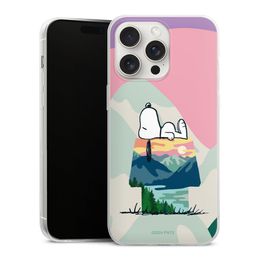 DeinDesign iPhone 15 Pro Max Handy Slim Case Silikon Handyh&uuml;lle transparent H&uuml;lle extra d&uuml;nn Official Licensed Product Peanuts Snoopy Silikon Slim Case