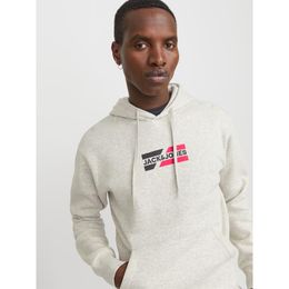 Jack & Jones Jack & Jones Herren Kapuzensweatshirt &raquo;JJECORP GRAPHIC SWEAT HOOD NOOS&laquo;, mit Logo Print wei&szlig; M