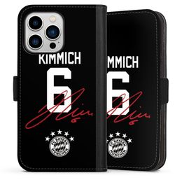 DeinDesign iPhone 13 Pro Handy Klapph&uuml;lle Handyh&uuml;lle aus Kunst Leder schwarz Flip Case Fcb Fc Bayern M&uuml;nchen Kimmich Sideflip mit Lasche