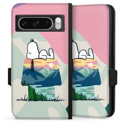 DeinDesign Google Pixel 8 Pro Handy Klapph&uuml;lle Handyh&uuml;lle aus Kunst Leder schwarz Flip Case Official Licensed Product Peanuts Snoopy Sideflip mit Lasche