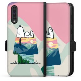 DeinDesign Galaxy A50 Handy Klapph&uuml;lle Handyh&uuml;lle aus Kunst Leder schwarz Flip Case Official Licensed Product Peanuts Snoopy Sideflip mit Lasche