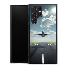 DeinDesign Galaxy S22 Ultra Handy Silikon H&uuml;lle Case schwarz Handyh&uuml;lle Wanderlust Airplane Urlaub