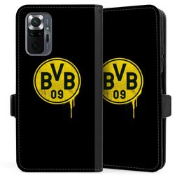DeinDesign Xiaomi Redmi Note 10 Pro Handy Klapph&uuml;lle Handyh&uuml;lle aus Kunst Leder schwarz Flip Case Borussia Dortmund Bvb Official Licensed Product Sideflip mit 