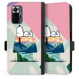 DeinDesign Xiaomi Redmi Note 10 Pro Handy Klapph&uuml;lle Handyh&uuml;lle aus Kunst Leder schwarz Flip Case Official Licensed Product Peanuts Snoopy Sideflip mit langer 