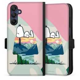 DeinDesign Galaxy A15 5G Handy Klapph&uuml;lle Handyh&uuml;lle aus Kunst Leder schwarz Flip Case Official Licensed Product Peanuts Snoopy Sideflip mit Lasche