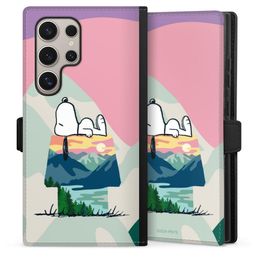 DeinDesign Galaxy S24 Ultra Handy Klapph&uuml;lle Handyh&uuml;lle aus Kunst Leder schwarz Flip Case Official Licensed Product Peanuts Snoopy Sideflip mit Lasche