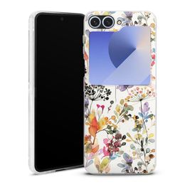 DeinDesign Galaxy Z Flip 6 Handy Hard Case Schutzh&uuml;lle transparent Smartphone Handy H&uuml;lle Pastel Flower Muster Hard Case