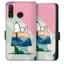 DeinDesign Huawei P30 Lite Handy Klapph&uuml;lle Handyh&uuml;lle aus Kunst Leder schwarz Flip Case Official Licensed Product Peanuts Snoopy Sideflip mit Lasche