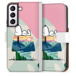 DeinDesign Galaxy S22 Handy Klapph&uuml;lle Handyh&uuml;lle aus Kunst Leder wei&szlig; Flip Case Official Licensed Product Peanuts Snoopy Sideflip mit Lasche
