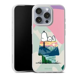 DeinDesign iPhone 16 Pro Handy Silikon H&uuml;lle Case wei&szlig; Handyh&uuml;lle Official Licensed Product Peanuts Snoopy Silikon Case