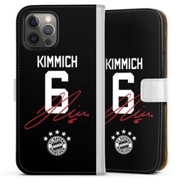 DeinDesign iPhone 12 Pro Max Handy Klapph&uuml;lle Handyh&uuml;lle aus Kunst Leder wei&szlig; Flip Case Fcb Fc Bayern M&uuml;nchen Kimmich Sideflip mit Lasche