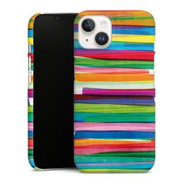 DeinDesign iPhone 14 Handy Premium Case Smartphone Handyh&uuml;lle Schutzh&uuml;lle matt Water Colour Stripes Colourful Premium Case