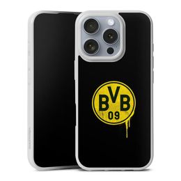 DeinDesign iPhone 16 Pro Handy Silikon H&uuml;lle Case wei&szlig; Handyh&uuml;lle Borussia Dortmund Official Licensed Product Bvb Silikon Case