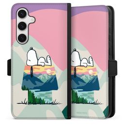 DeinDesign Galaxy S24+ Handy Klapph&uuml;lle Handyh&uuml;lle aus Kunst Leder schwarz Flip Case Official Licensed Product Peanuts Snoopy Sideflip mit Lasche