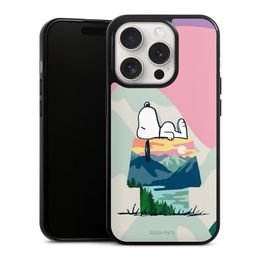 DeinDesign iPhone 15 Pro Handy Slim Case extra d&uuml;nn Silikon Handyh&uuml;lle schwarz H&uuml;lle Official Licensed Product Peanuts Snoopy Silikon Slim Case