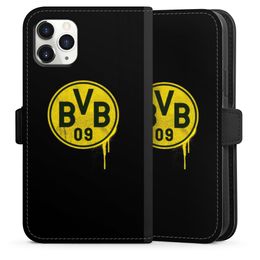 DeinDesign iPhone 11 Pro Handy Klapph&uuml;lle Handyh&uuml;lle aus Kunst Leder schwarz Flip Case Borussia Dortmund Official Licensed Product Bvb Sideflip mit Lasche