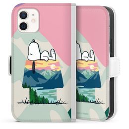 DeinDesign iPhone 12 mini Handy Klapph&uuml;lle Handyh&uuml;lle aus Kunst Leder wei&szlig; Flip Case Official Licensed Product Peanuts Snoopy Sideflip mit Lasche