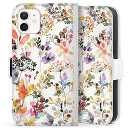 DeinDesign iPhone 12 mini Handy Klapph&uuml;lle Handyh&uuml;lle aus Kunst Leder wei&szlig; Flip Case Pastel Flower Muster Sideflip mit Lasche