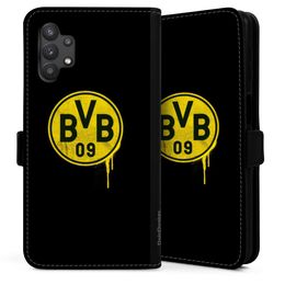DeinDesign Galaxy A32 5G Handy Klapph&uuml;lle Handyh&uuml;lle aus Kunst Leder schwarz Flip Case Official Licensed Product Borussia Dortmund Bvb Sideflip mit langer Lasche