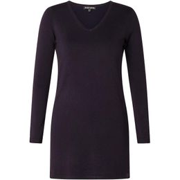 Base Level Curvy Damen V-Ausschnitt-Pullover &raquo;BAS-ANINE-LONG&laquo; Feinstrick-Qualit&auml;t blau 54 (56)